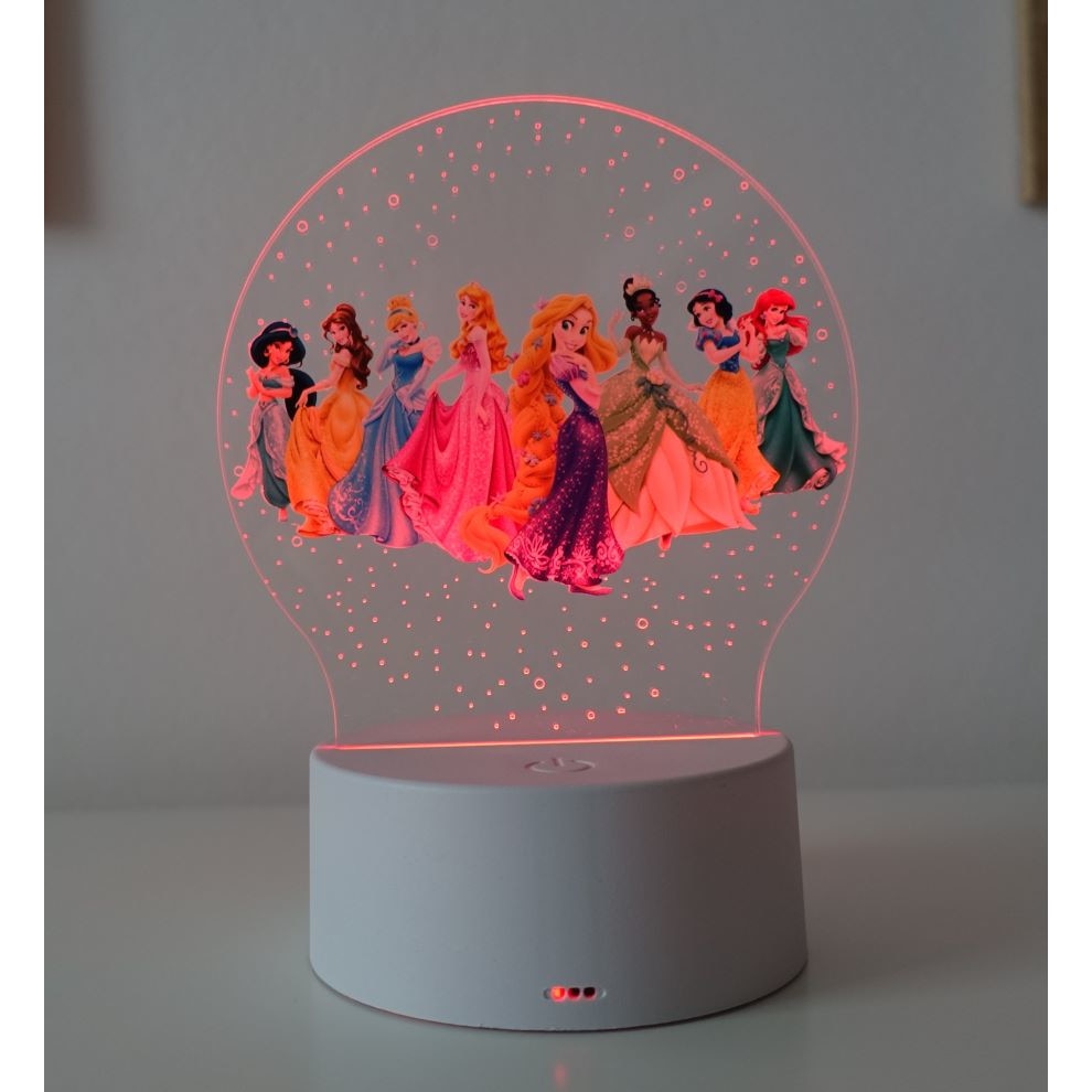 LED нощна лампа, Disney Princess 7 цвята, USB захранване или 3 АА ...