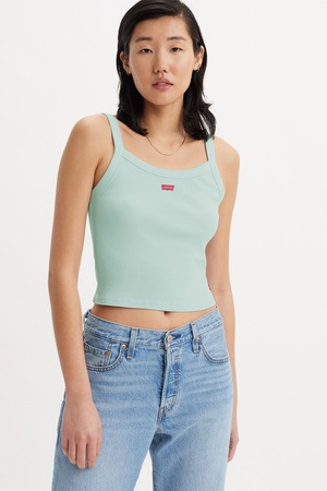 Levi's, Top crop slim fit Essential, Verde pal, M - eMAG.ro