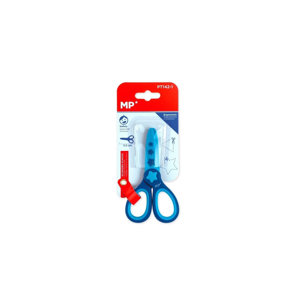 Foarfeca din plastic, albastru cu stelute pentru copii, 11.5 cm - eMAG.ro