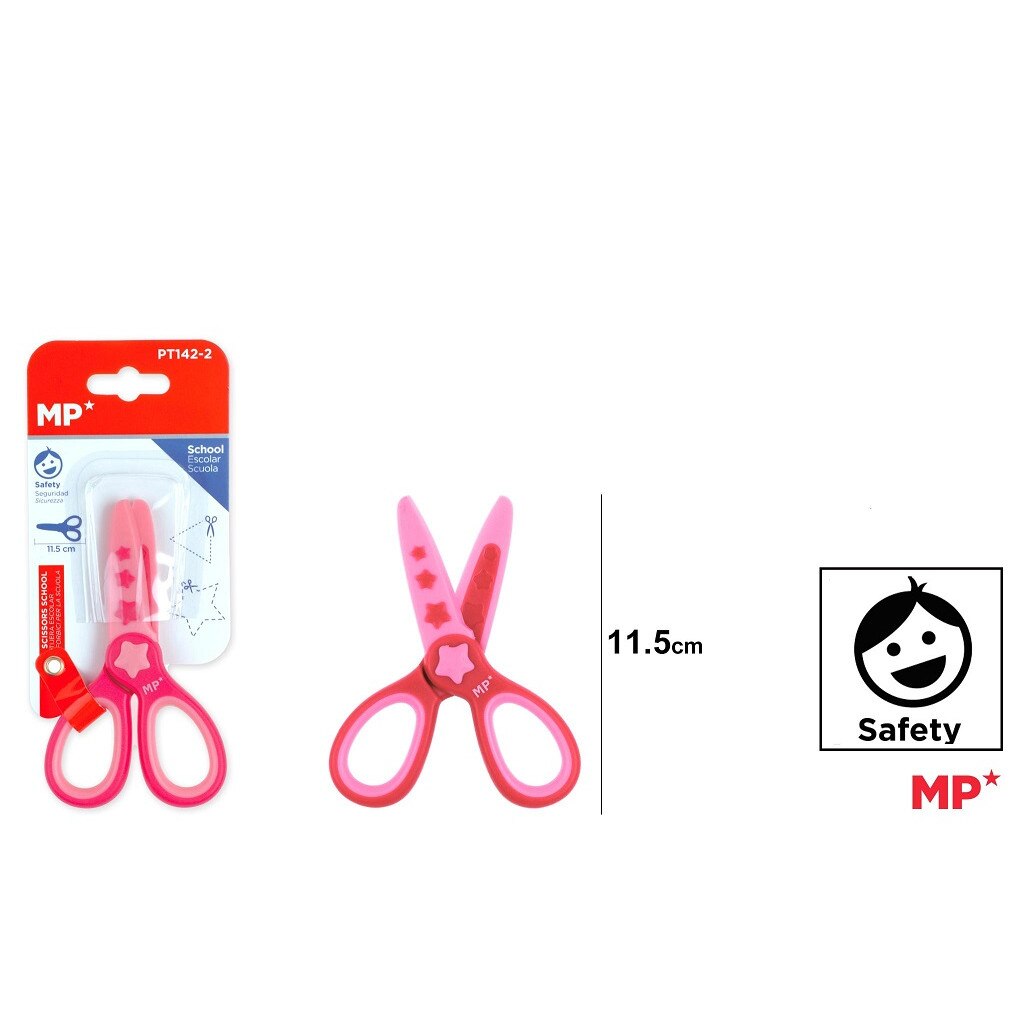 Foarfeca din plastic, roz cu stelute pentru copii, 11.5 cm - eMAG.ro