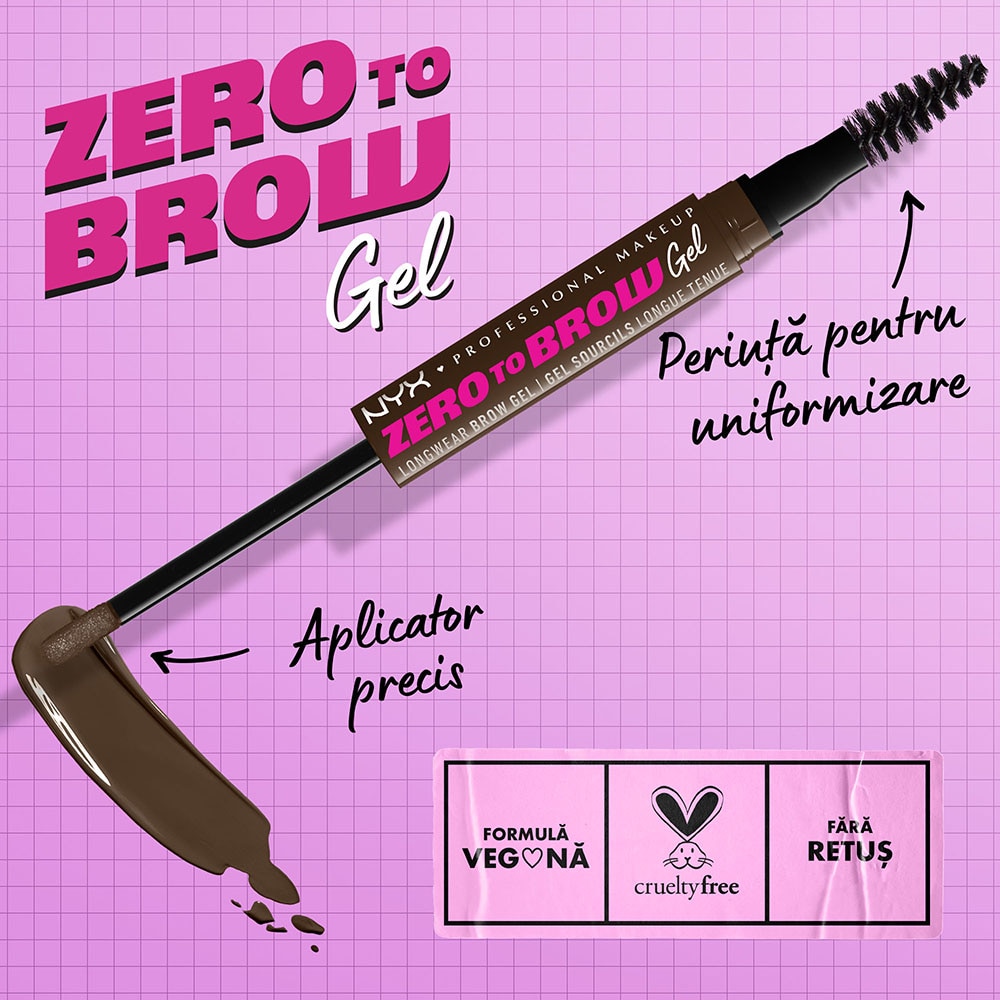 Gel de sprancene NYX PM Zero to brow, Espresso - eMAG.ro