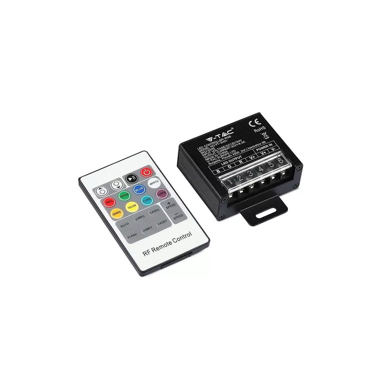 Controller banda LED cu telecomanda, 12/24 V, 240/480 W, RGB si Alb ...