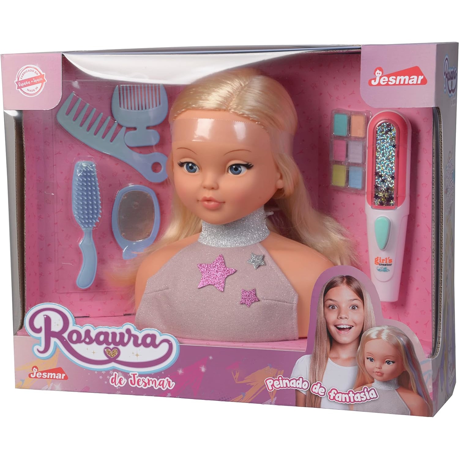 Кукла бюст за фризьорство Rosaura Falca, 28см, С аксесоари за ...