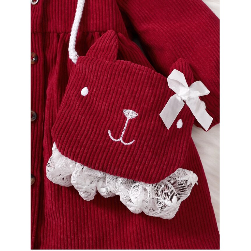 Set Rochie Fata cu Gentuta, Rosie, 2-3 Ani - eMAG.ro