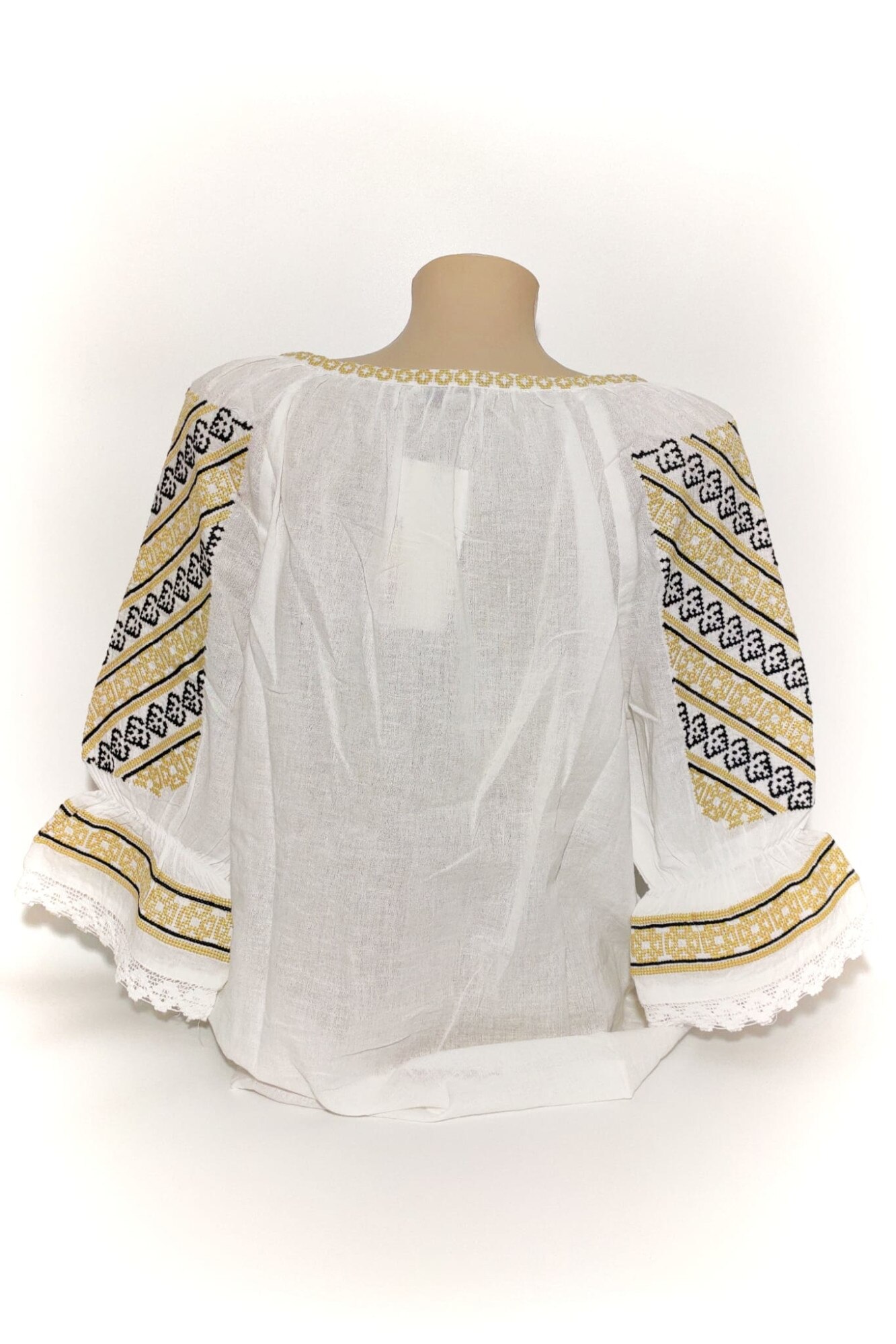 Bluza traditionala brodata tip ie, bumbac, alb, model 18, S - eMAG.ro