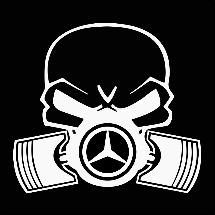 Sticker auto, IMAGE, Piston skull MERCEDES, alb, 22 x 20 cm - eMAG.ro