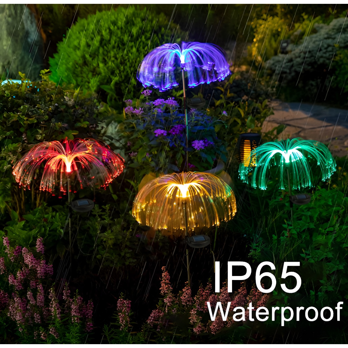Комплект от 2 соларни лампи LED RGB с форма на палма E-manor®, за ...