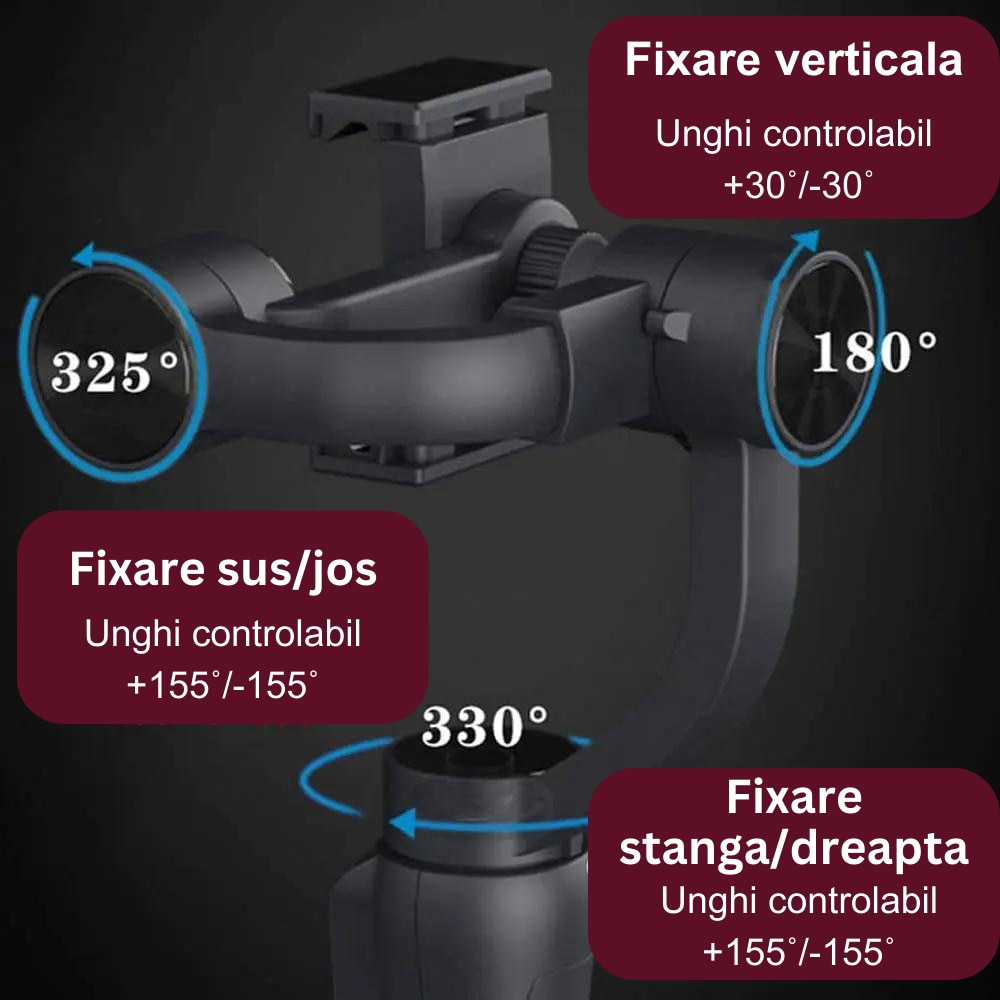 Stabilizator BLOOMANT pentru telefon si GoPro, Gimbal cu 3 axe ...