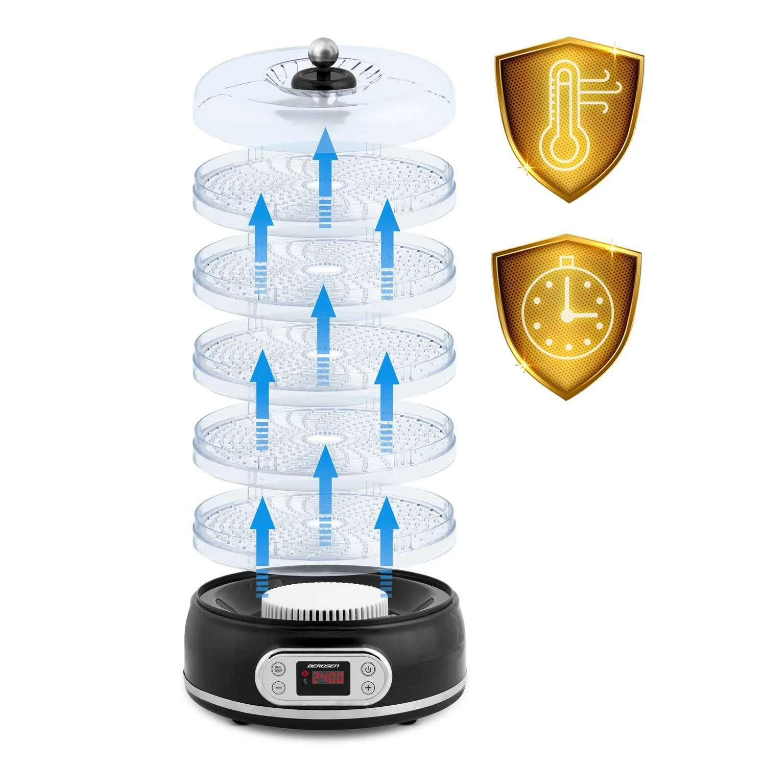 Deshidrator alimente, legume, fructe, ciuperci, afisaj electronic, 5 ...