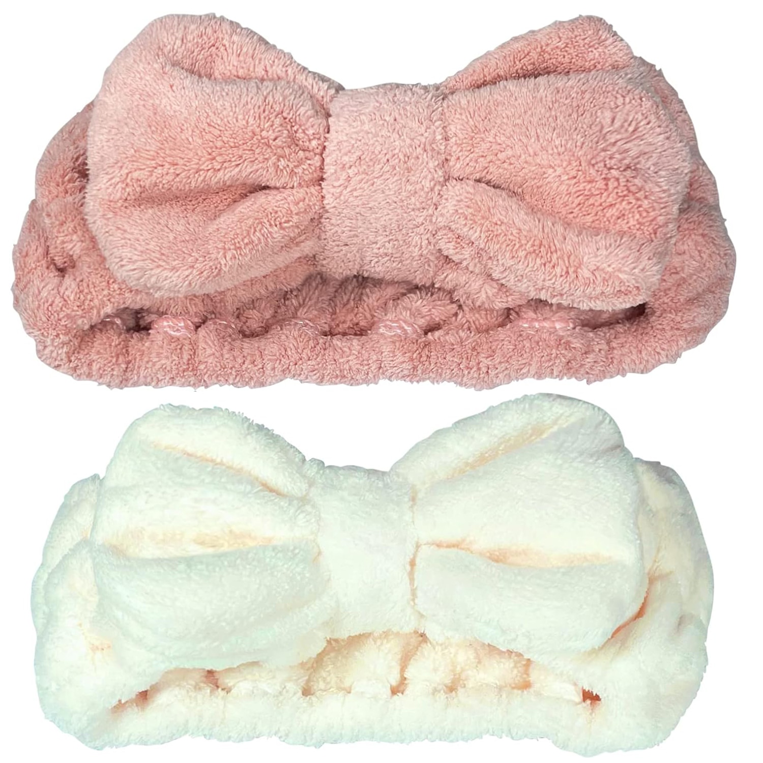 Set 2 Bentite de par pentru machiaj, Microfibra, Roz/Bej - eMAG.ro