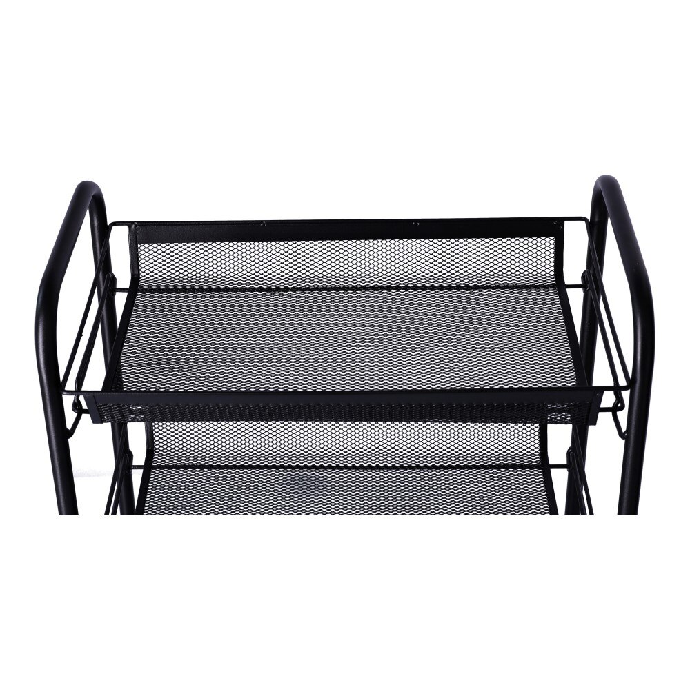 Raft multifunctional din metal pe roti, cu patru nivele, negru - eMAG.ro