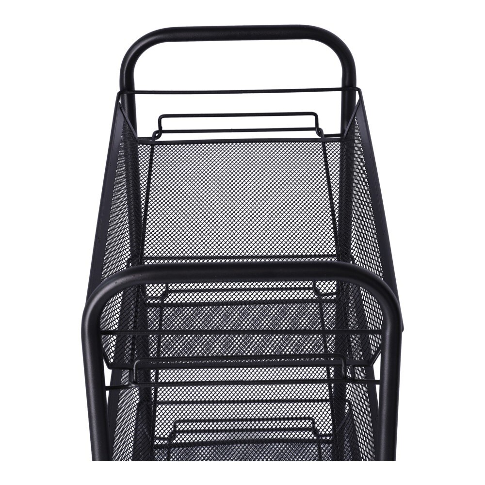 Raft multifunctional din metal pe roti, cu patru nivele, negru - eMAG.ro