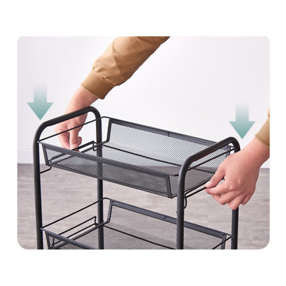 Raft multifunctional din metal pe roti, cu patru nivele, negru - eMAG.ro