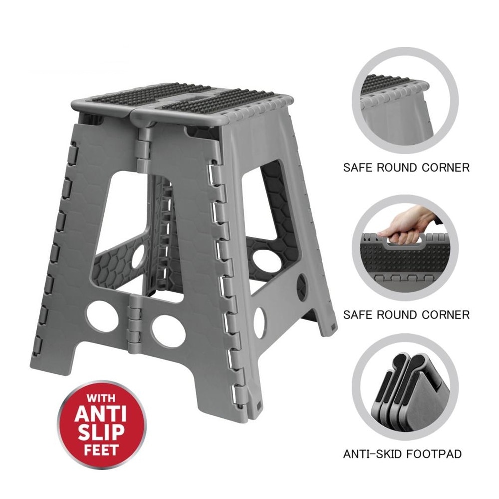 Scaun pliabil din plastic, 45 x 29 x 22 cm, gri, Vivo, 5155 - eMAG.ro