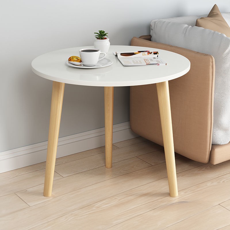 Masuta Cafea, rotunda, Alb, 60x60x50 cm, minimalista scandinava - eMAG.ro