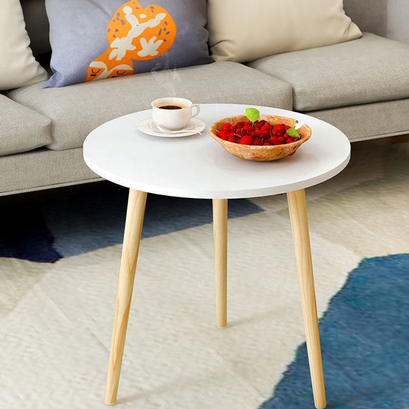 Masuta Cafea, rotunda, Alb, 60x60x50 cm, minimalista scandinava - eMAG.ro