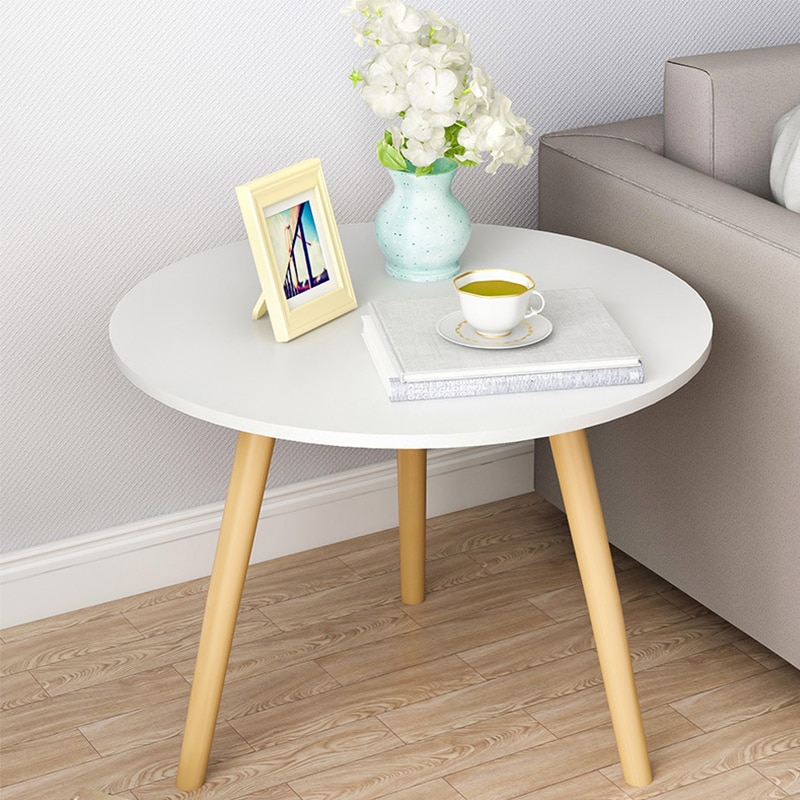 Masuta Cafea, rotunda, Alb, 60x60x50 cm, minimalista scandinava - eMAG.ro