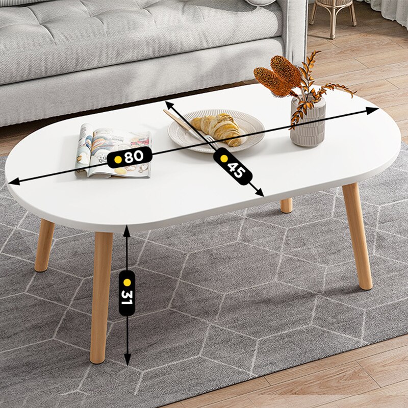 Masa de cafea, lemn, ovala, alba, BADU 80x45x31 cm - eMAG.ro