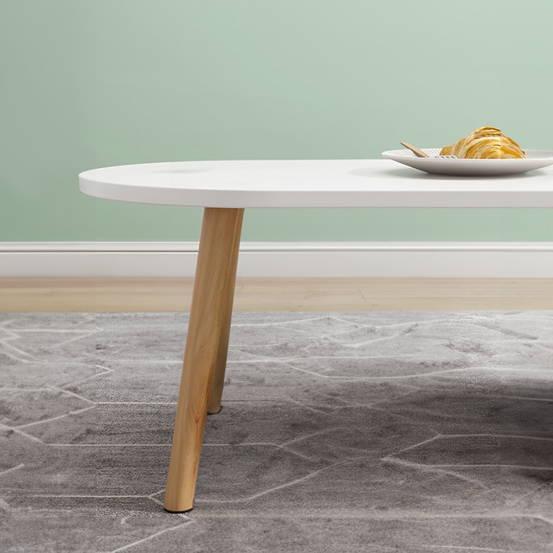 Masa de cafea, lemn, ovala, 80x45x31 cm, alba, Rebiko - eMAG.ro