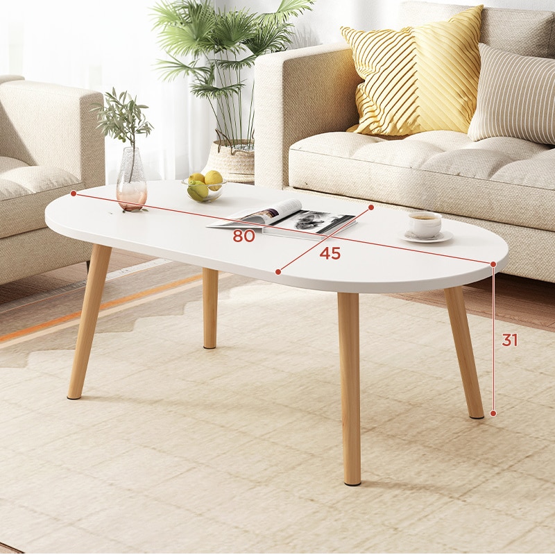 Masa de cafea, lemn, ovala, alba, BADU 80x45x31 cm - eMAG.ro