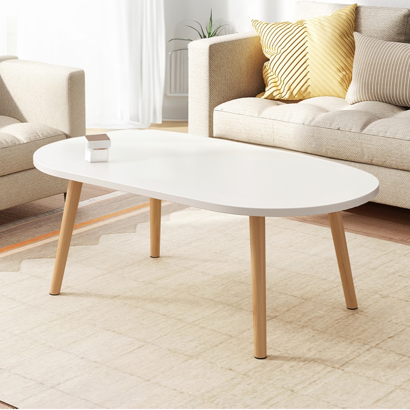 Masa de cafea, lemn, ovala, 80x45x31 cm, alba, Rebiko - eMAG.ro