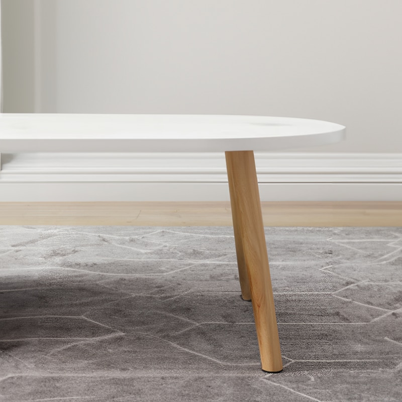 Masa de cafea, lemn, ovala, 80x45x31 cm, alba, Rebiko - eMAG.ro