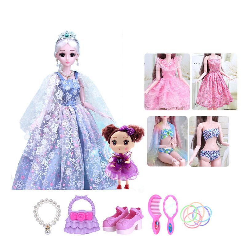 Set Papusi, LXNZUHN®, Plastic/Textil, 60 cm, 8 accesorii, Multicolor ...