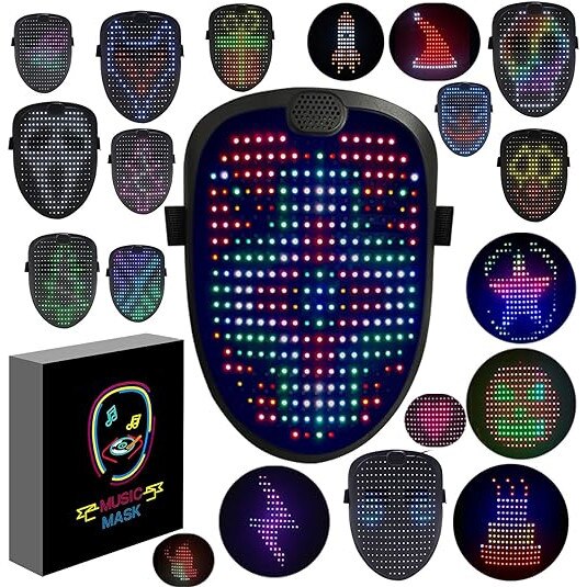 Masca Halloween LED inteligenta cu 60 de imagini, schimbare imagine ...