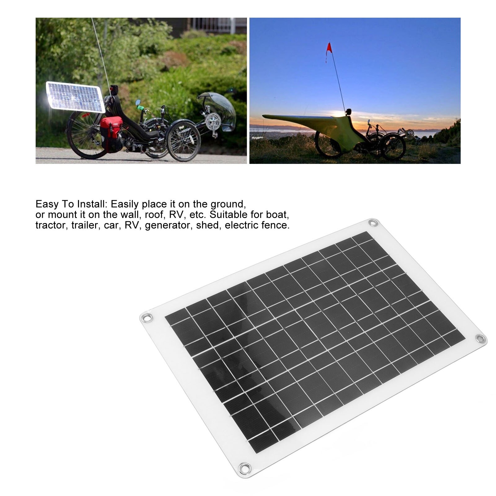Kit panou solar policristalin KkvoGmle, Impermeabil, USB, 20W, 18V ...