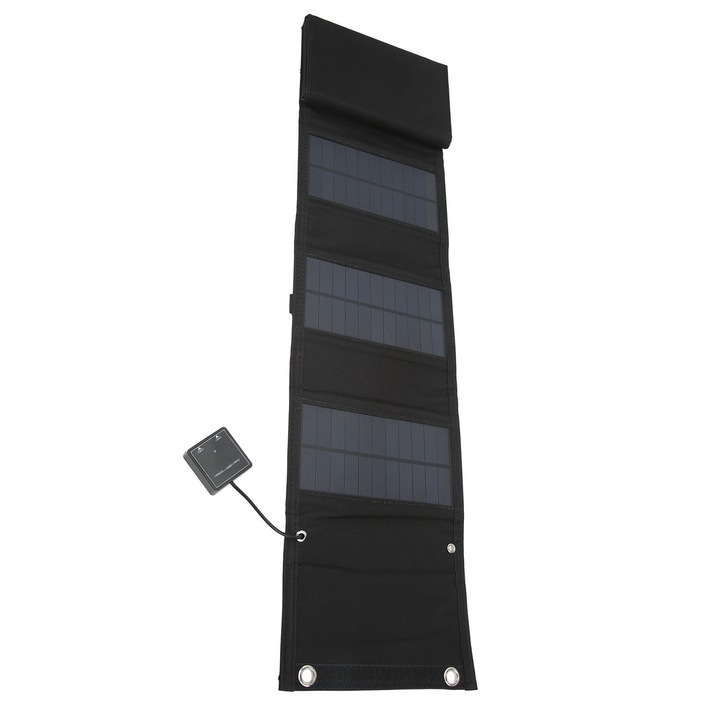 Kit panou solar pliabil KkvoGmle, 25W, 5V, USB, Negru - eMAG.ro