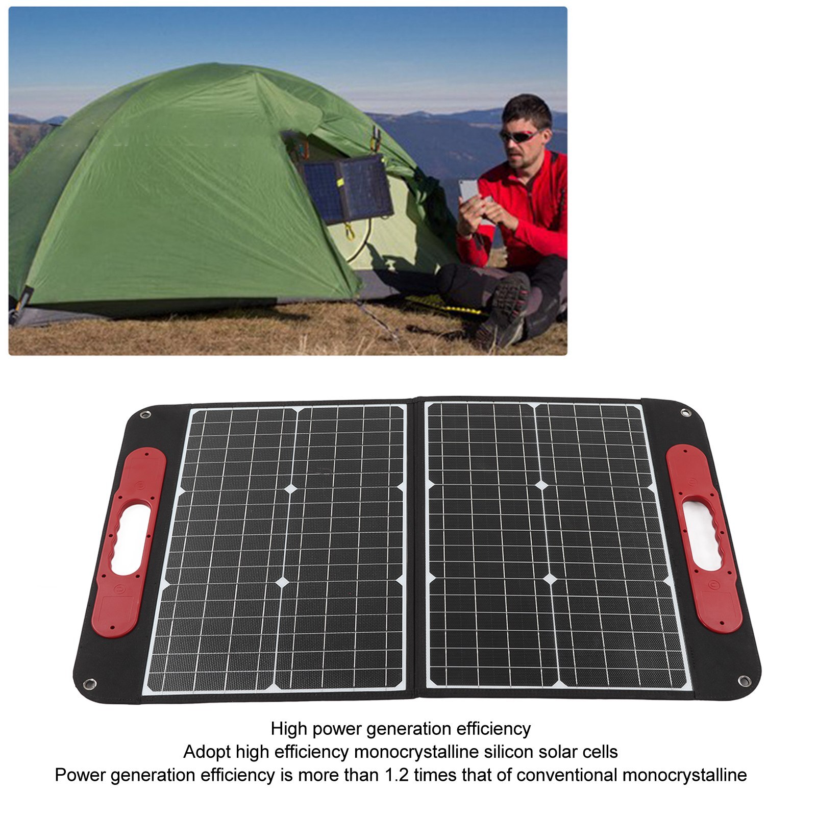 Kit panou solar pliabil KkvoGmle, 60W, 18V, USB, Siliciu monocristalin ...