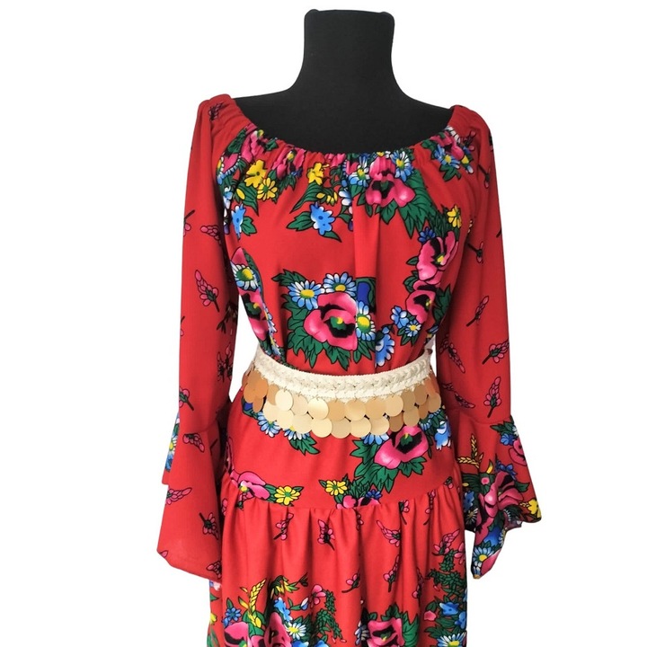 Costum de carnaval, tiganca, pentru adulti, cu cordon cu banuti, masura ...