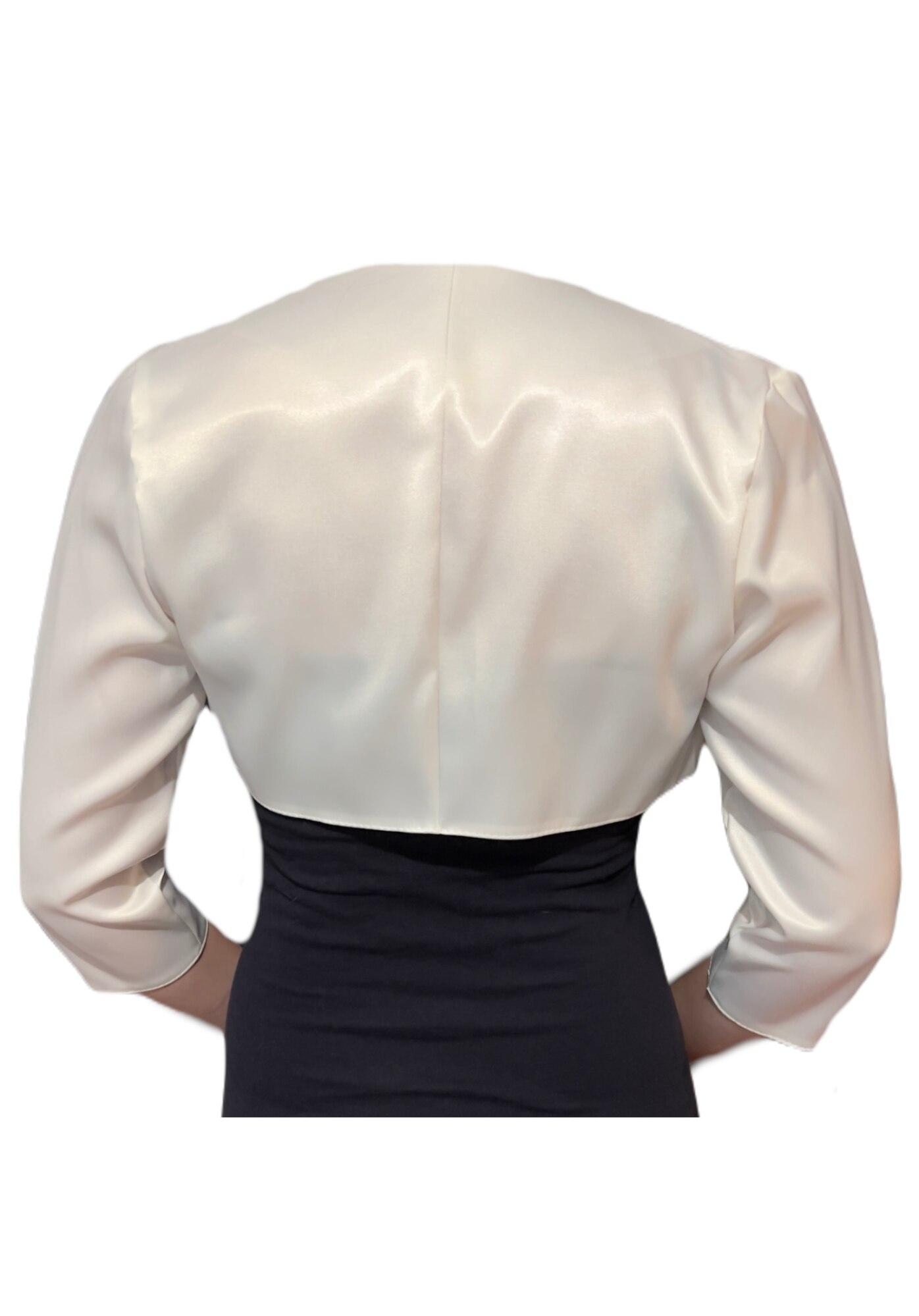 Bolero din satin cu fundita si maneci 3/4 ecru – ILONA 46 - eMAG.ro