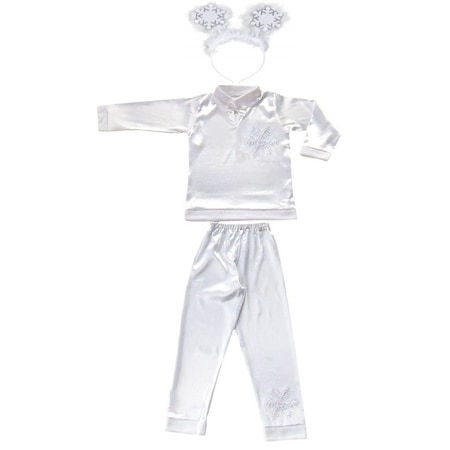 Costum serbare Craciun copii, Fulg de nea, zapada, cu bentita, 3-4 ani ...