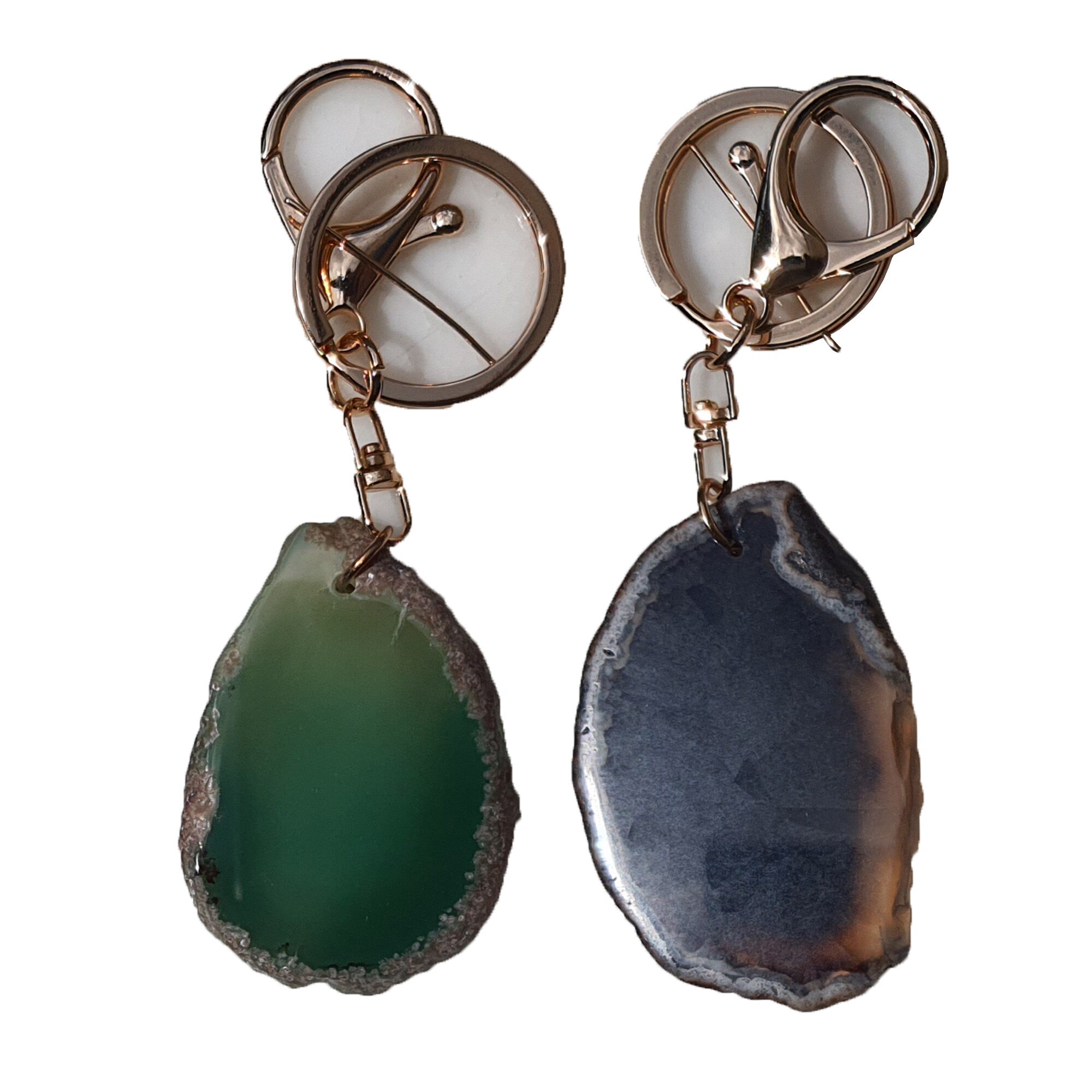 Set 2 brelocuri cu cristal natural de agat, la alegere, personalizate ...