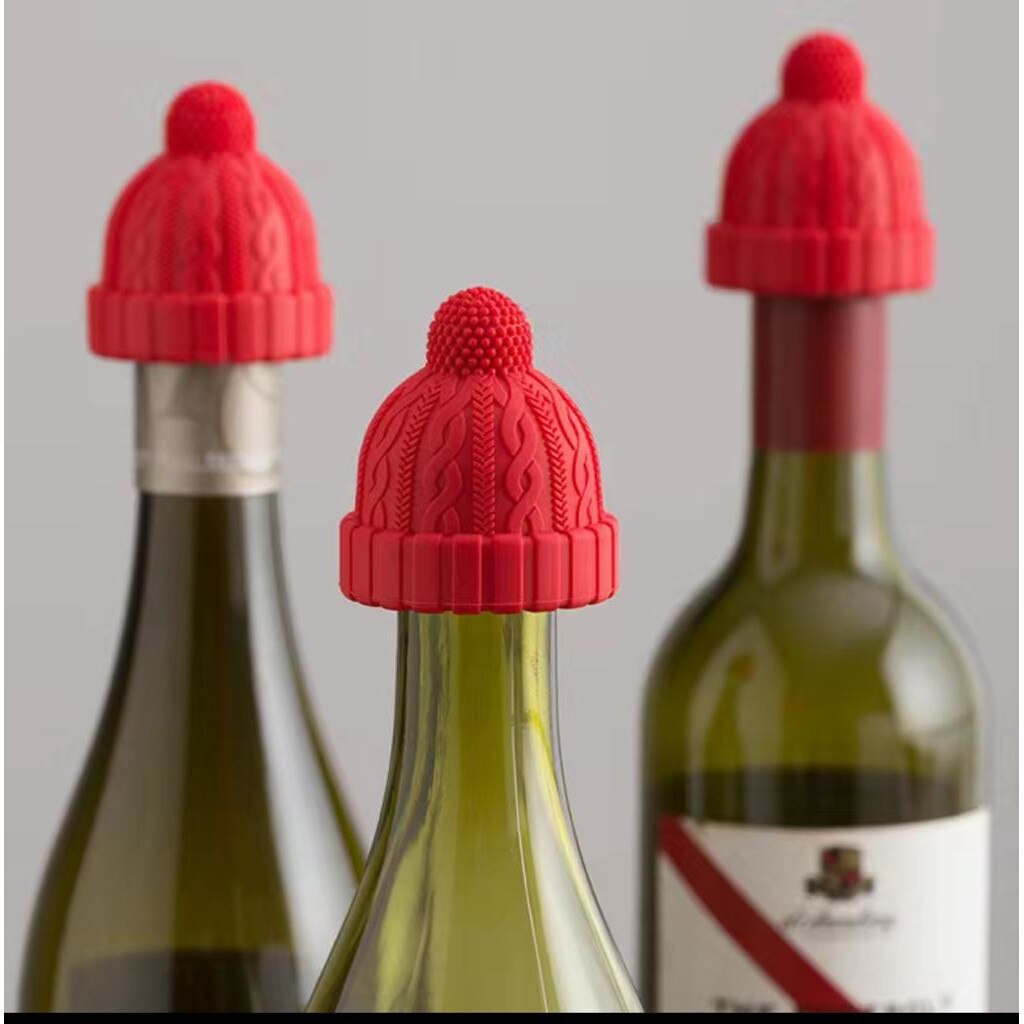 Dop pentru sticla de sampanie sau vin in forma de caciula, rosu, 4.8x6 ...