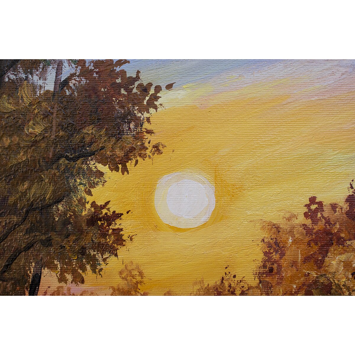 Tablou pictat manual Artnova, Pescarul norocos, apus de soare, pictura ...