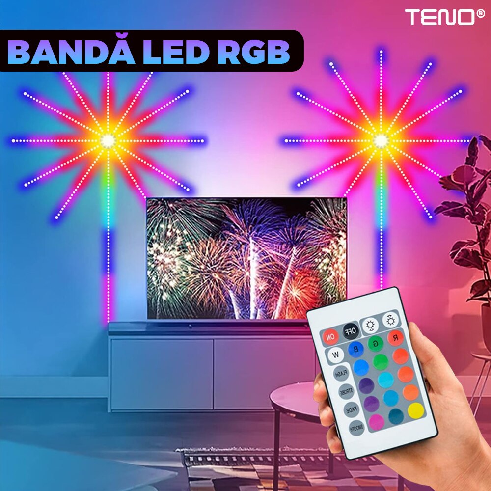 Kit Banda Led Rgb Teno® Model Artificii Inteligenta Cu Intensitate De