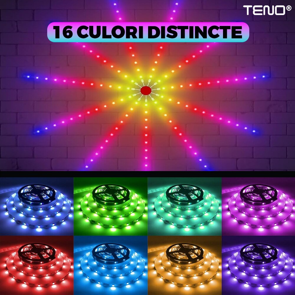 Kit Banda LED RGB Teno®, model artificii, inteligenta cu intensitate de ...