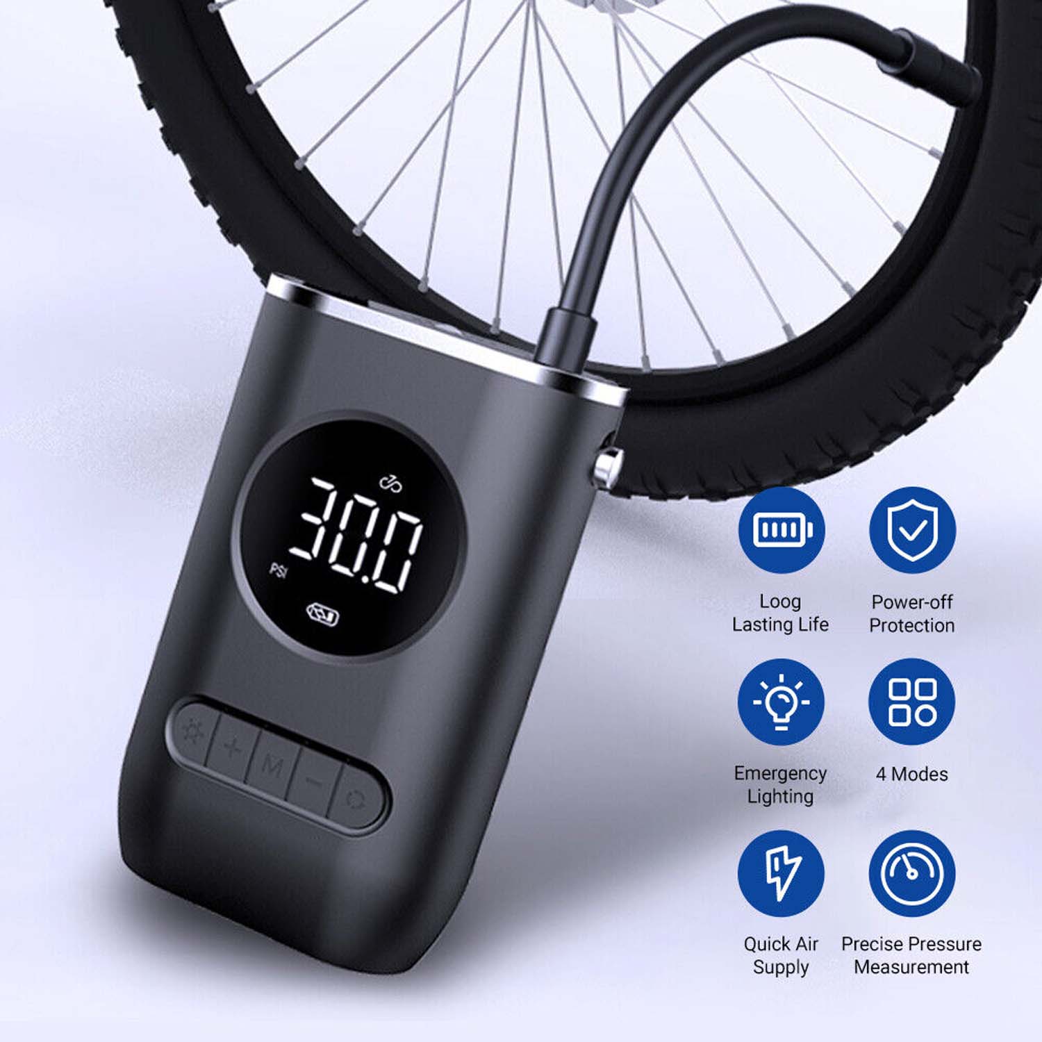 Compresor portabil pentru anvelope, umflator de masina cu LED-uri fara ...