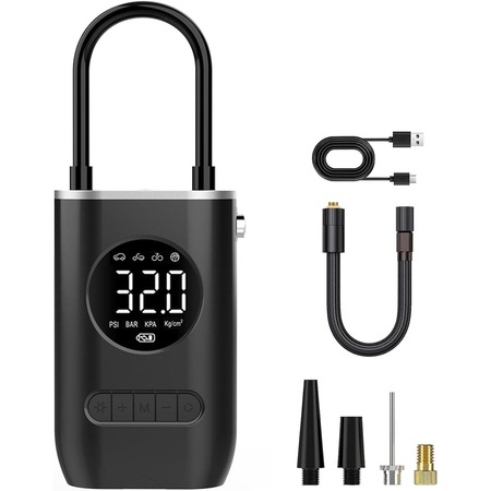 Compresor portabil pentru anvelope, umflator de masina cu LED-uri fara ...