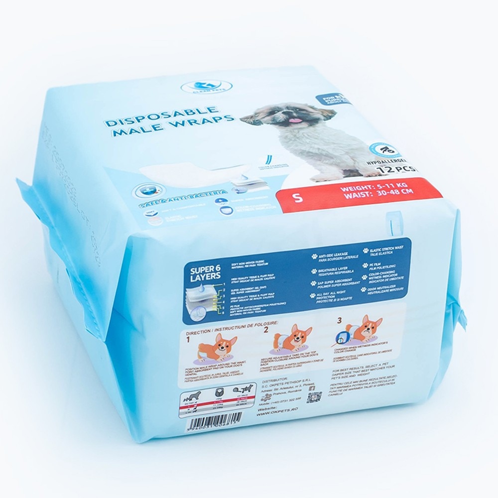 Scutece Clean Pets pentru caini Masculi talie mica S 12 buc - eMAG.ro