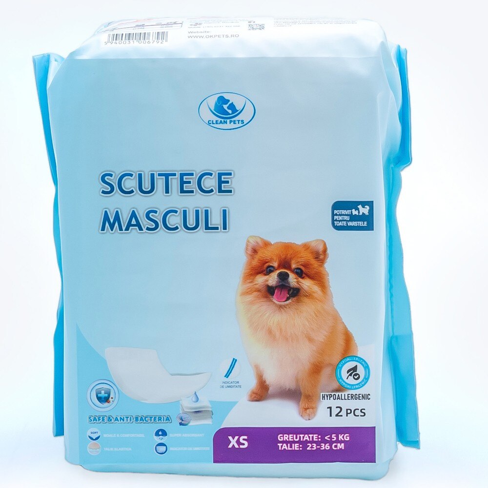 Scutece Clean Pets pentru caini Masculi - talie foarte mica XS 12 buc ...