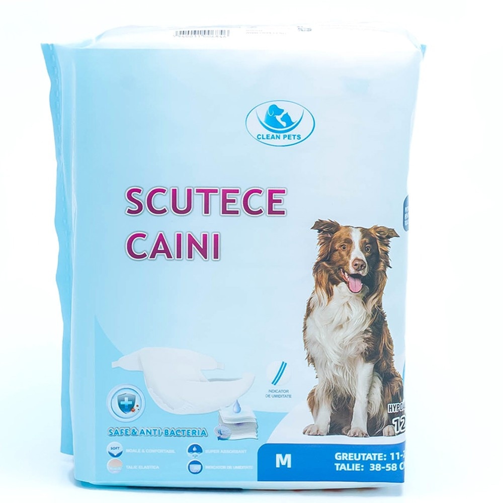 Scutece Clean Pets pentru caini Femele talie medie M 12 buc - eMAG.ro