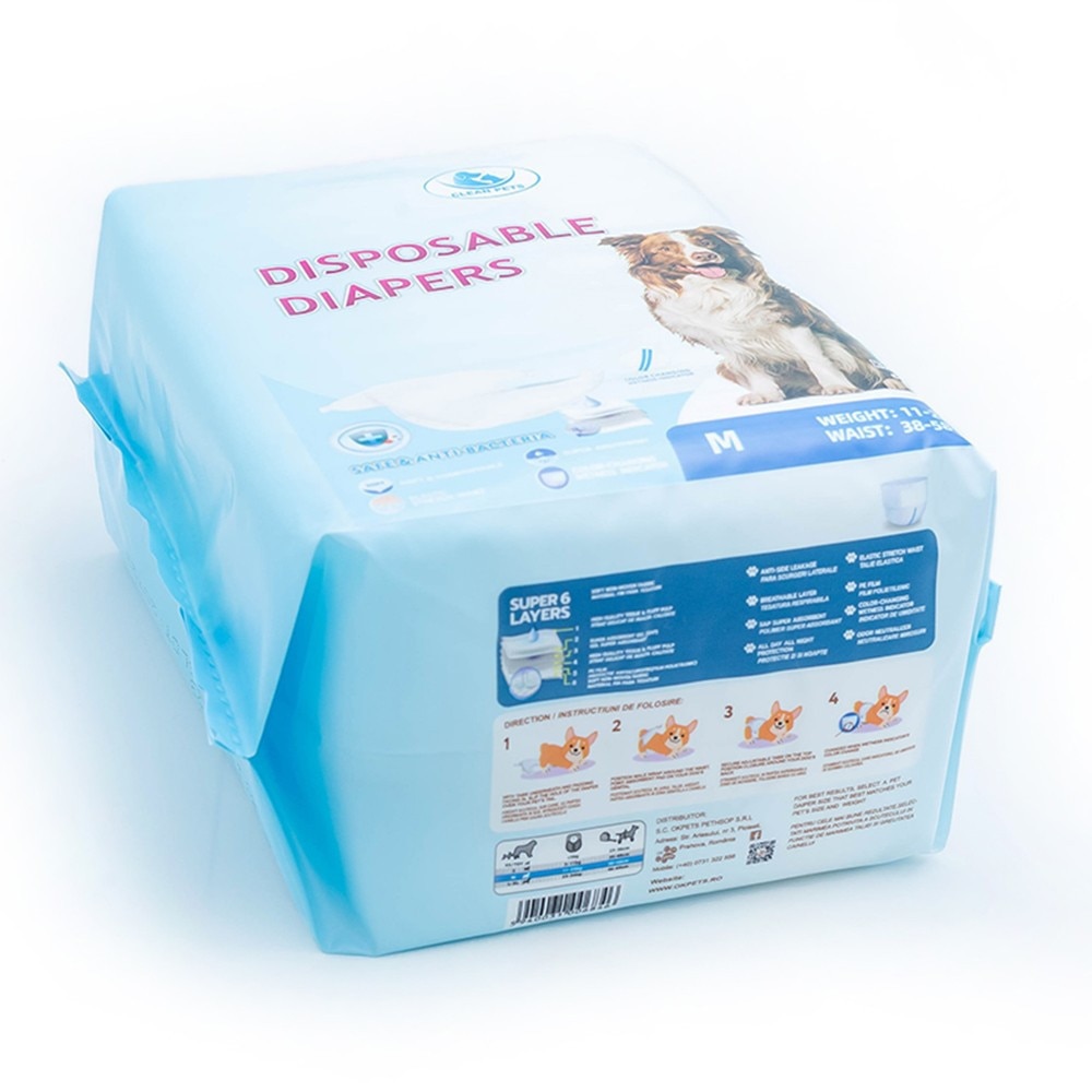 Scutece Clean Pets pentru caini Femele talie medie M 12 buc - eMAG.ro