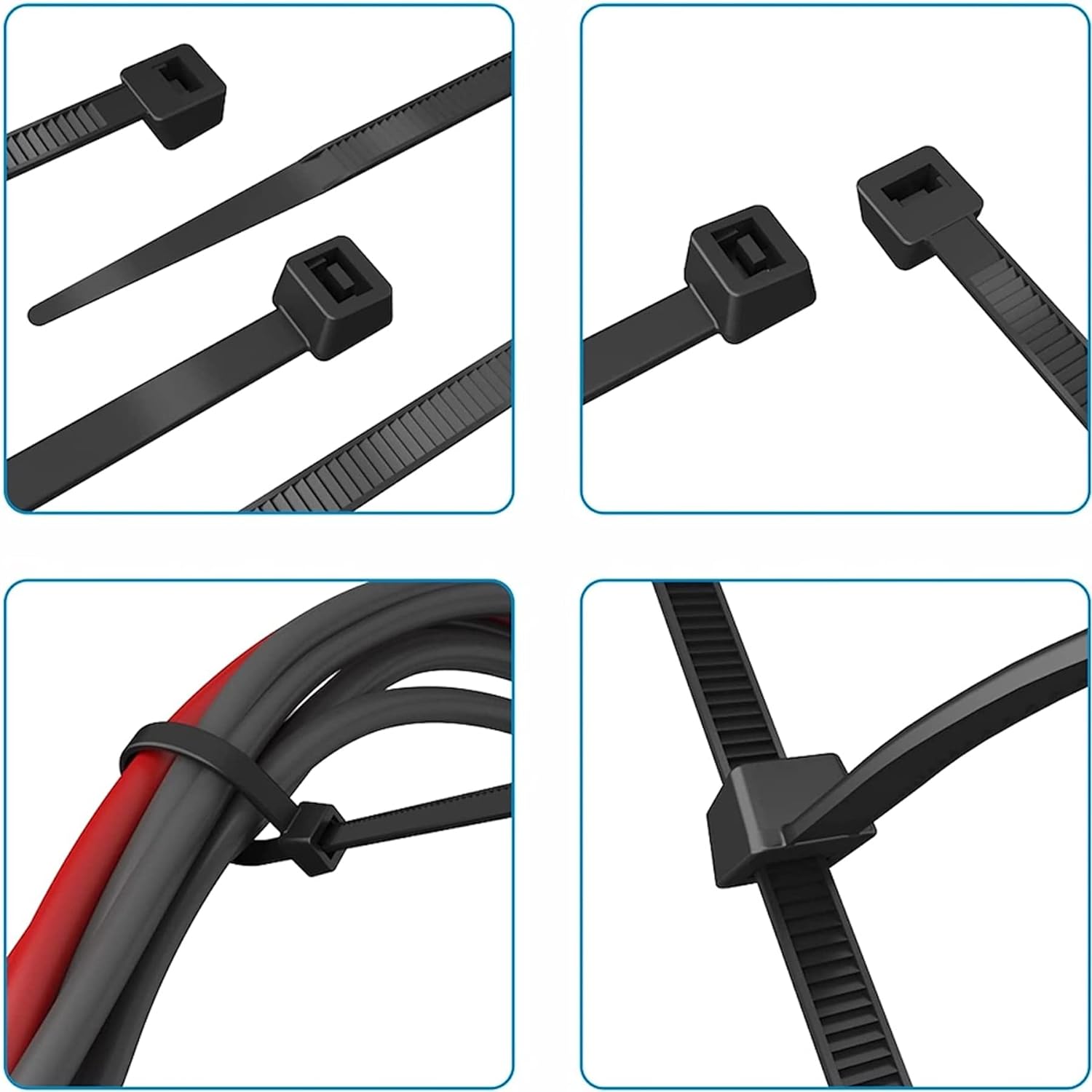 Set 100 coliere plastic ( soricel ) negru din plastic 8 mm X 450 mm ...