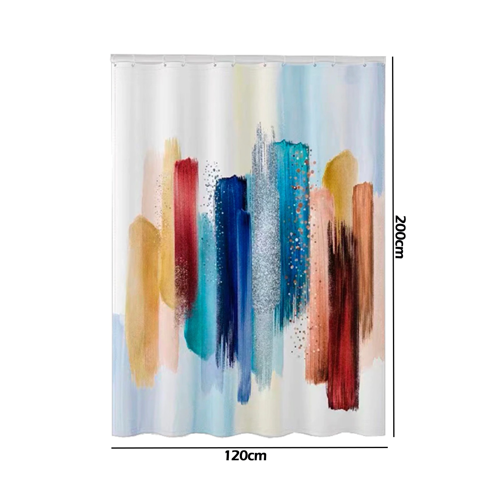 Perdea de dus din poliester cu 12 inele, NUODWELL, Model cu vopsea ...