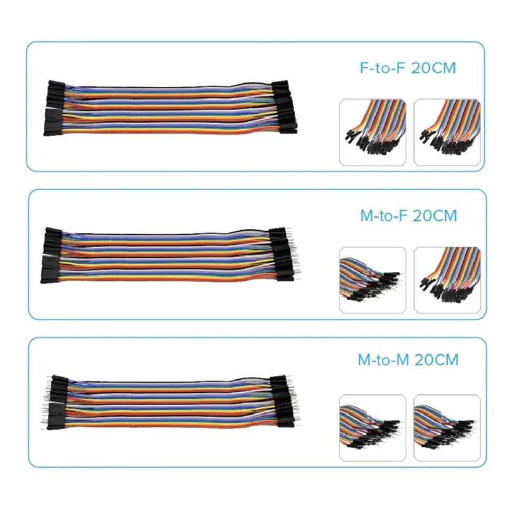 Set Fire Jumper DuPont 20cm, Keyestudio, 20x M-M, 20x M-T, 20x T-T ...