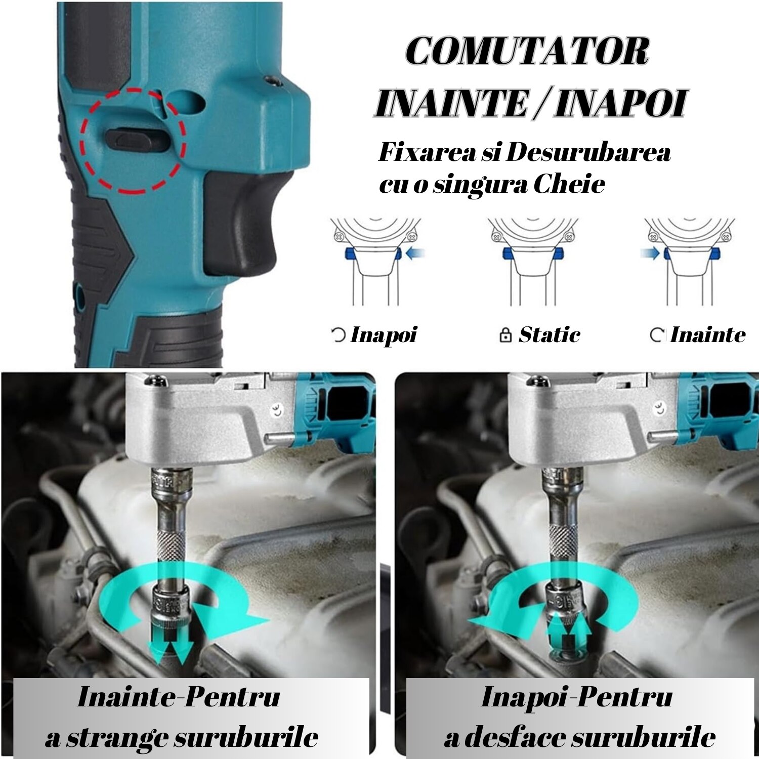 Cheie de Impact cu Clichet 1/2 si Unghi Drept, 500 Nm, pentru Reparatii ...