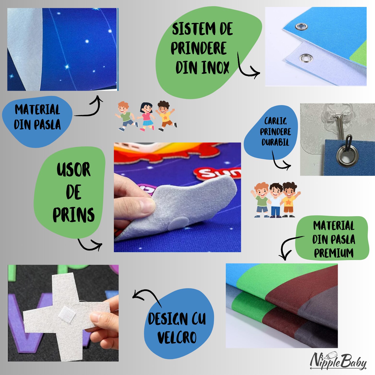 Jucarie Montessori educativa si interactiva, tip plansa de perete cu ...